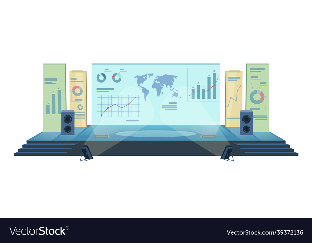 Presentation room screen with graphs conference Vector Image