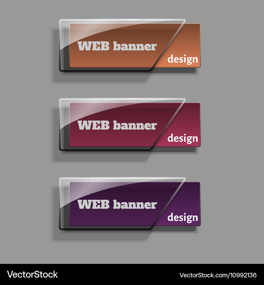 Set of realistic abstract banners with glass Vector Image