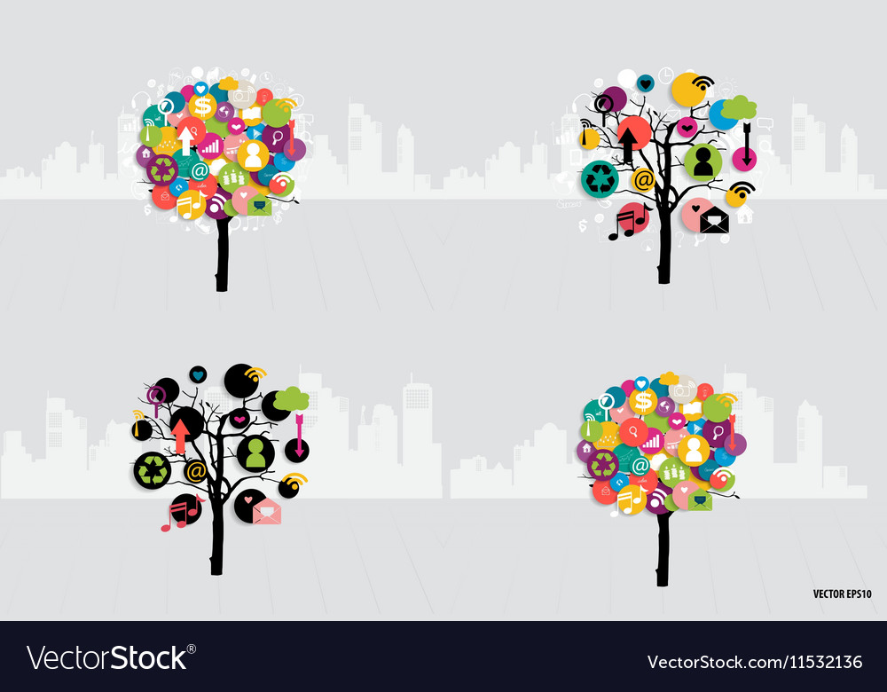 Tree with cloud of application Royalty Free Vector Image
