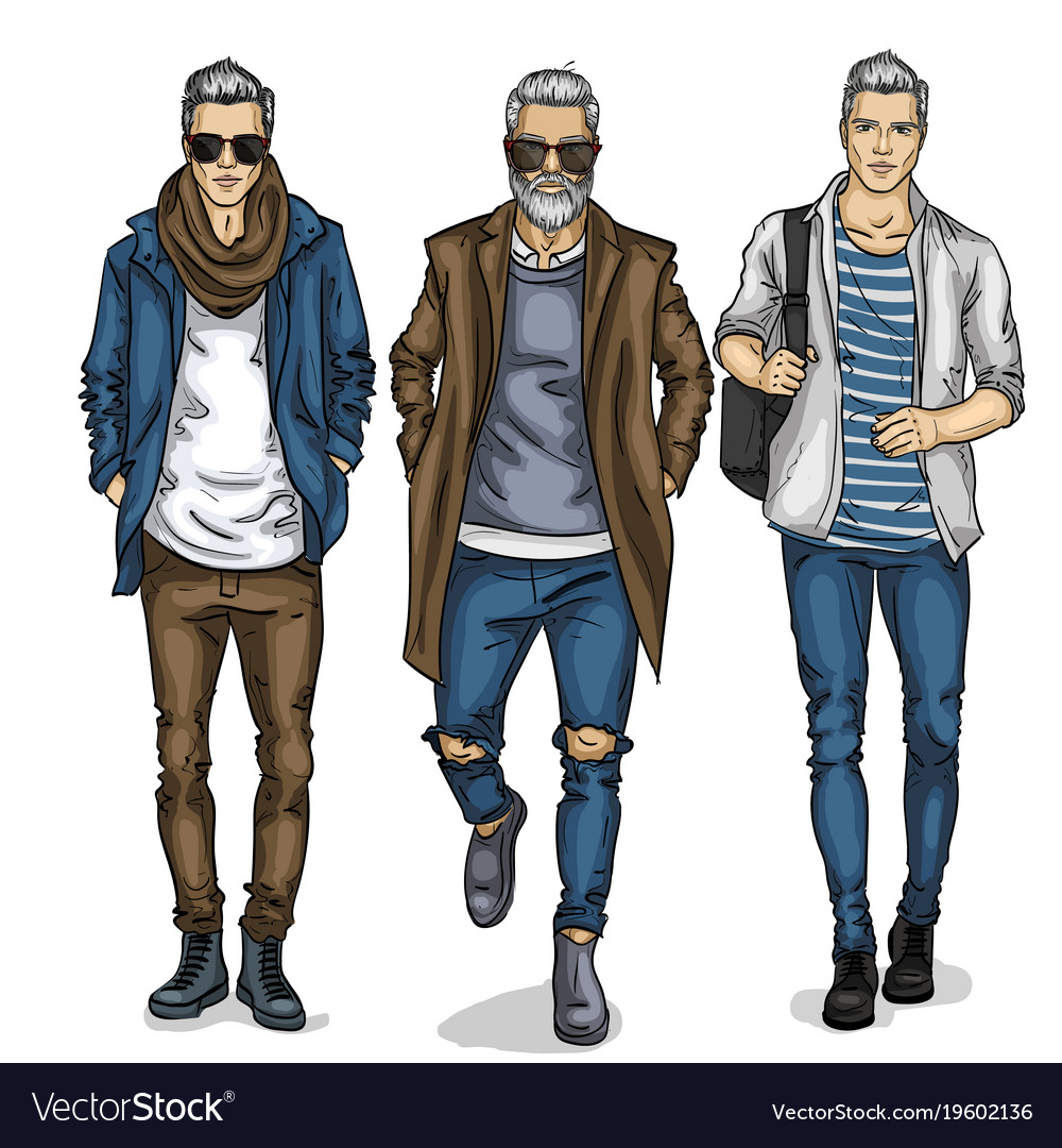 Young man models Royalty Free Vector Image - VectorStock