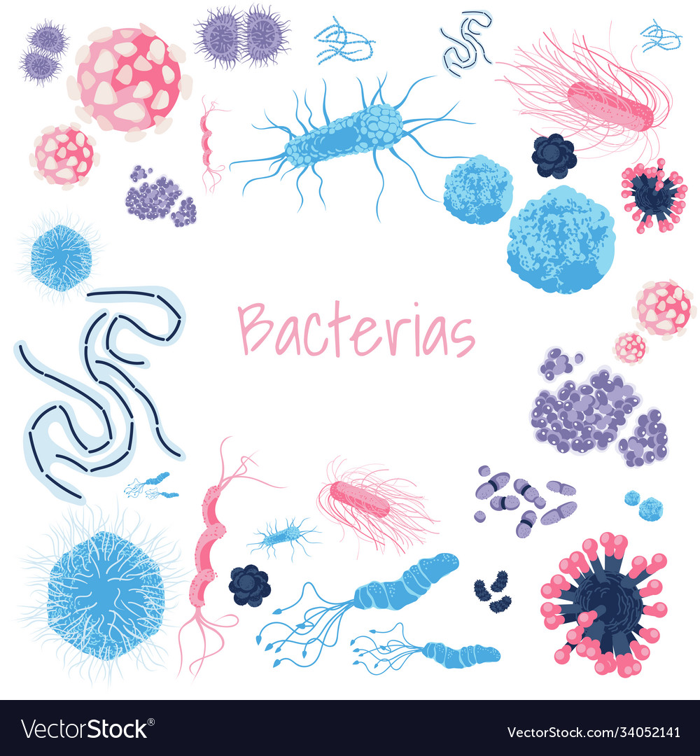Bacterial microorganisms background Royalty Free Vector