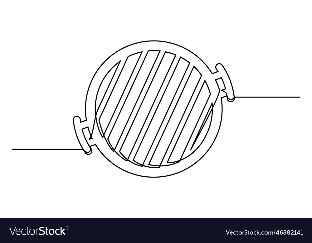 Continuous line drawing bbq grill Royalty Free Vector Image