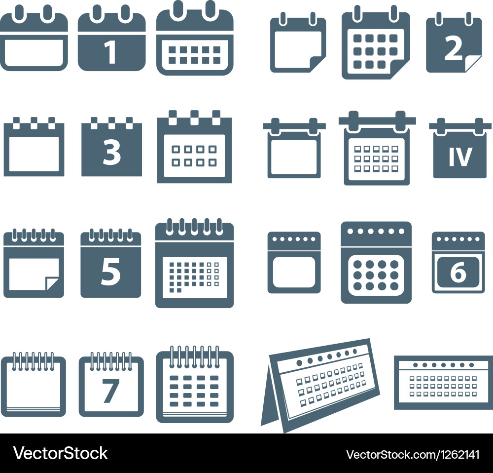Different styles of calendar web icons collection Vector Image