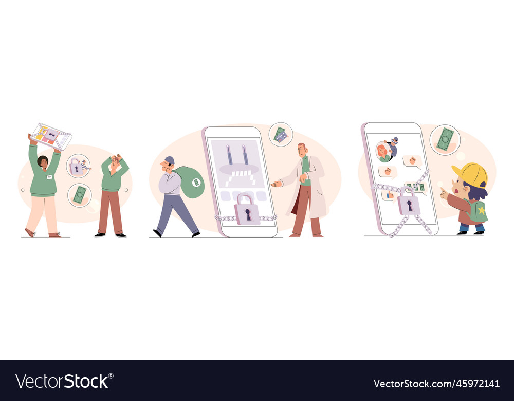 Hacker activity big set hacking computer Vector Image