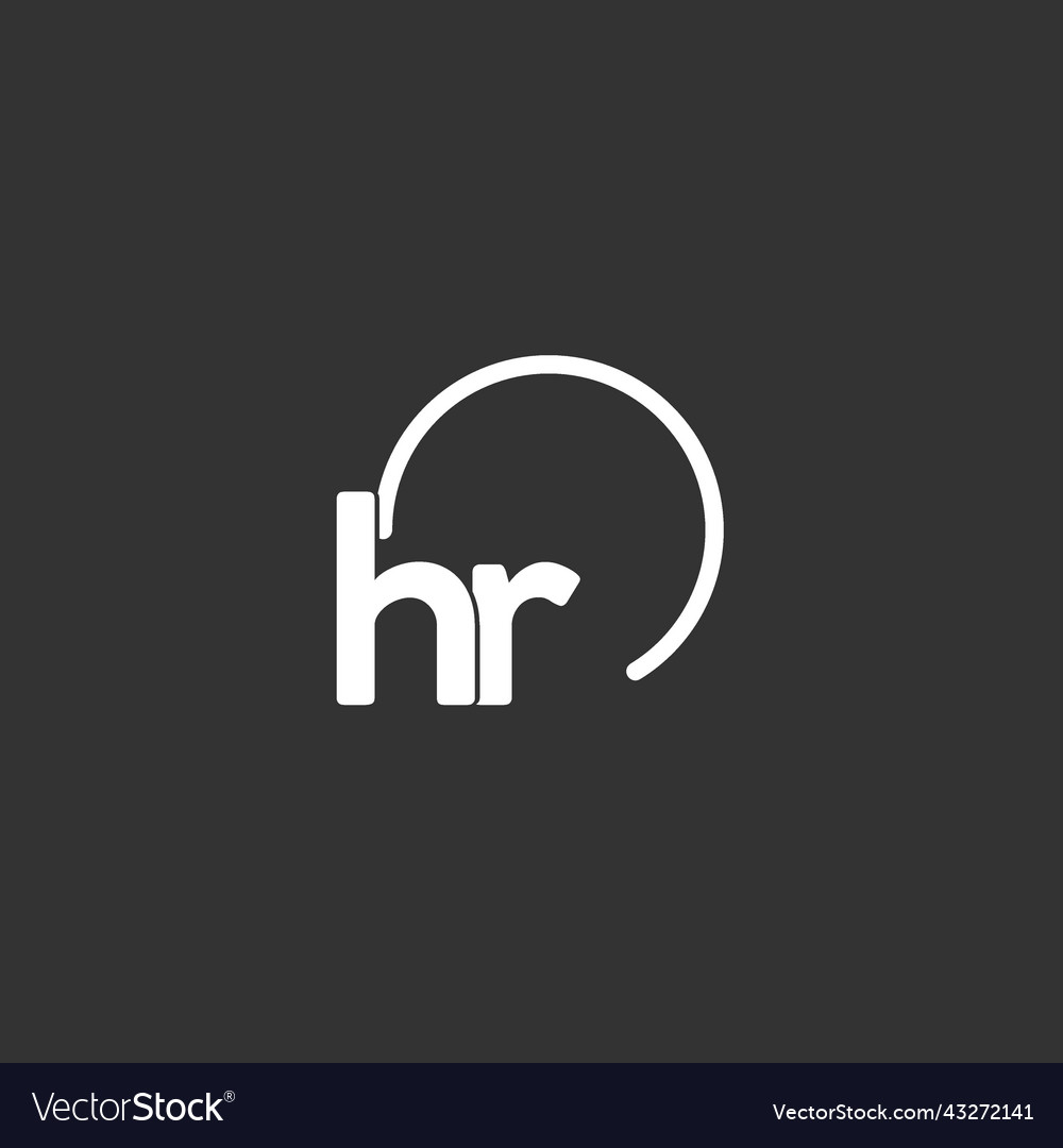 Hr initial logo with rounded circle Royalty Free Vector