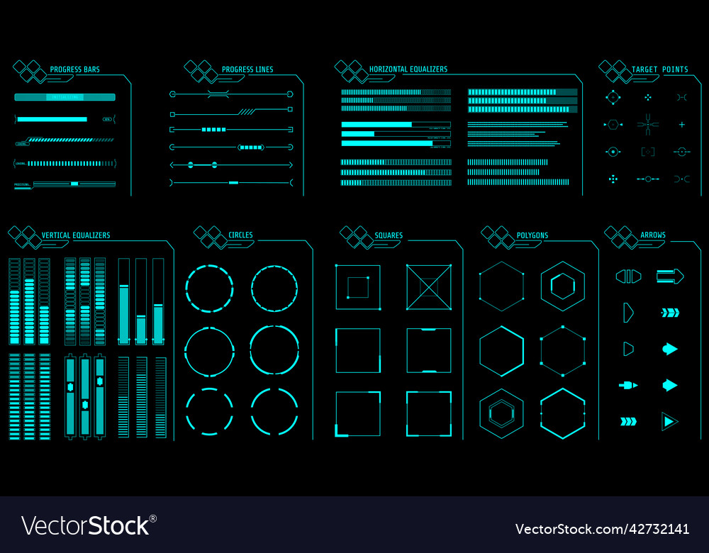 Hud futuristic user interface elements set Vector Image