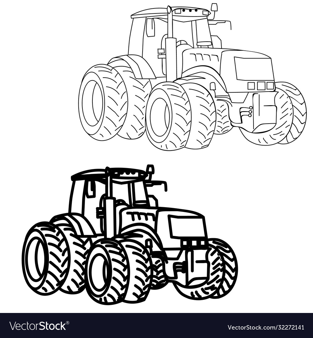 Isolated sketch tractor Royalty Free Vector Image