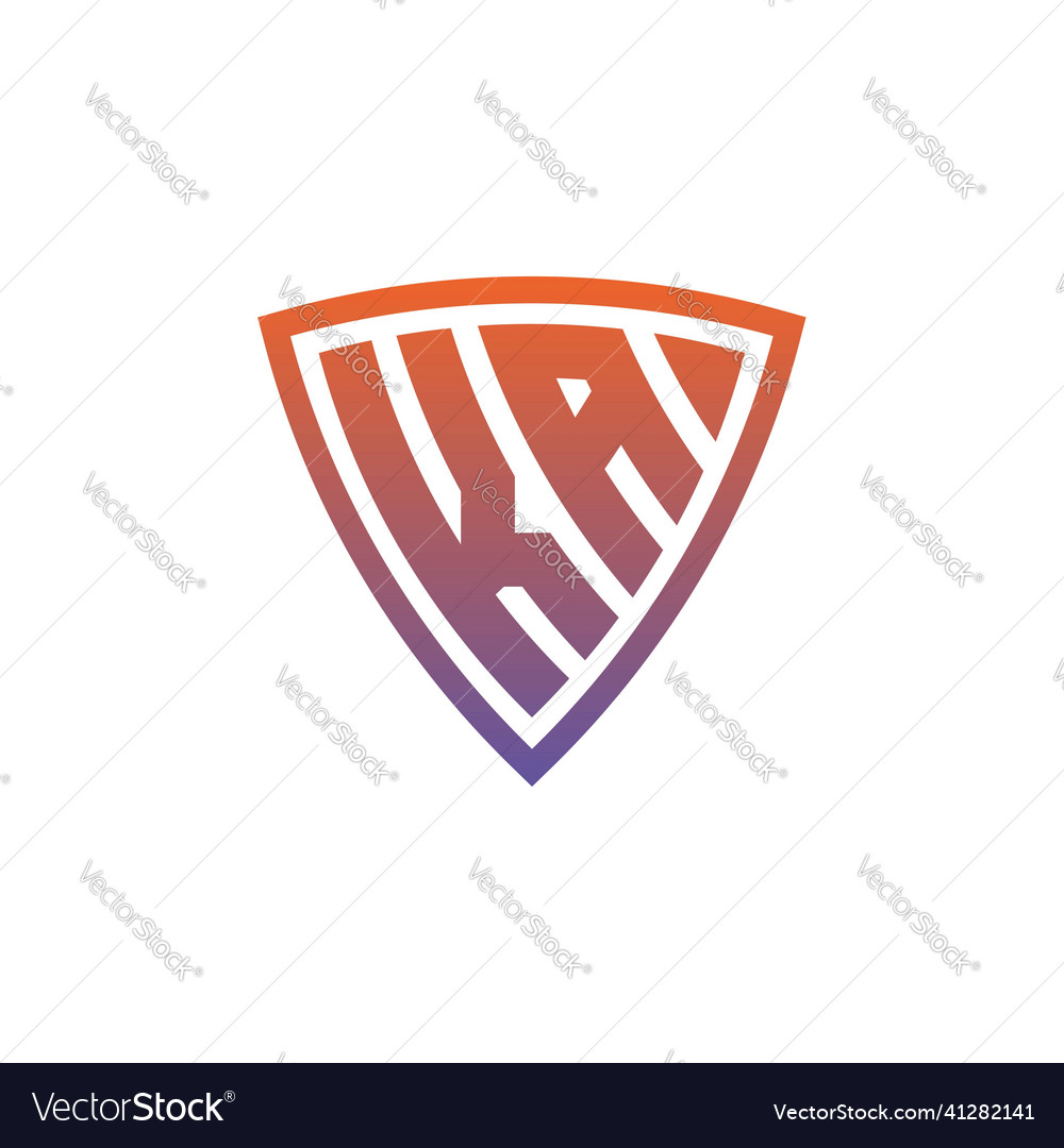 Ka logo shield monogram gradient style design Vector Image