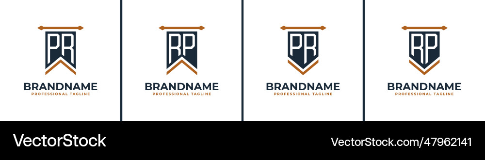 Letter pr and rp pennant flag logo set represent Vector Image