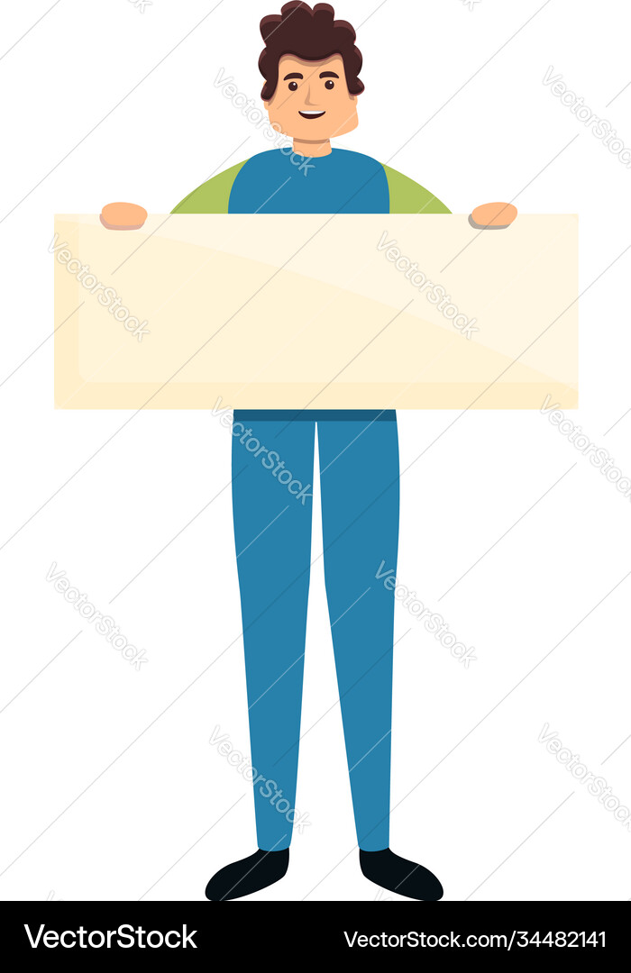 Man holding sign icon cartoon style Royalty Free Vector