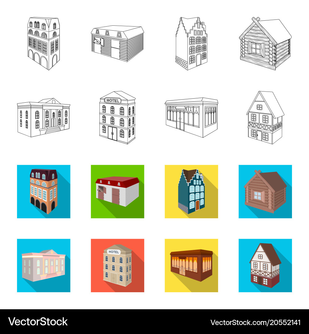 Museum building a three-story hotel a stable Vector Image