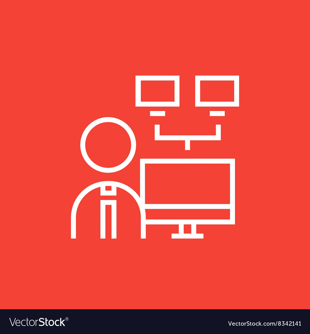 Network administrator line icon Royalty Free Vector Image