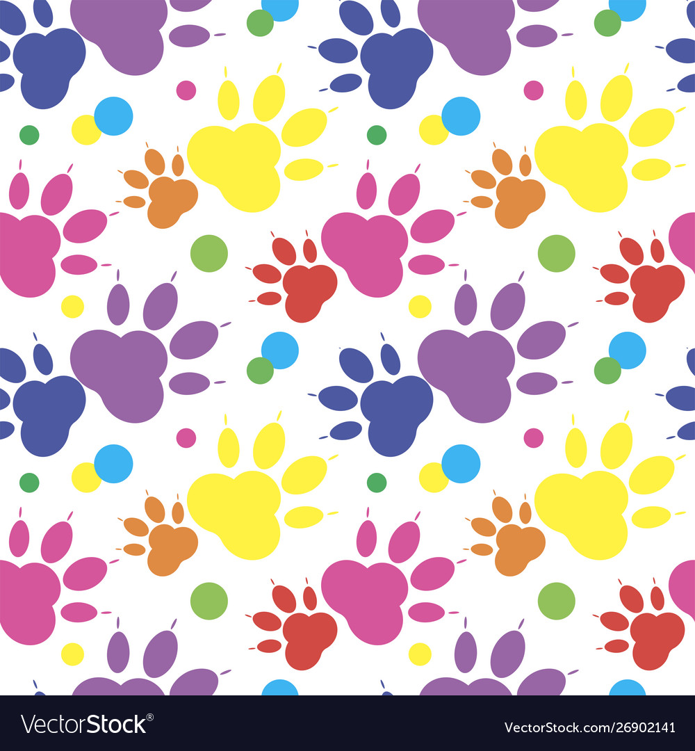 Paw pattern seamless pattern silhouettes Vector Image