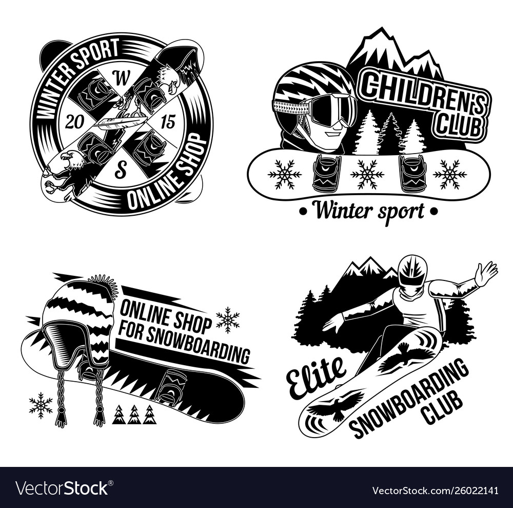 Set snowboard emblems Royalty Free Vector Image