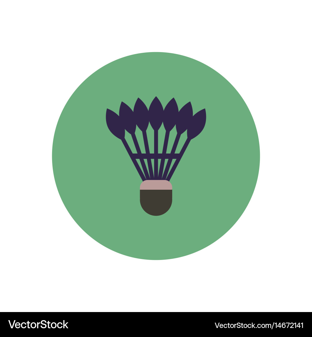 Stylish icon in color circle shuttlecock badminton
