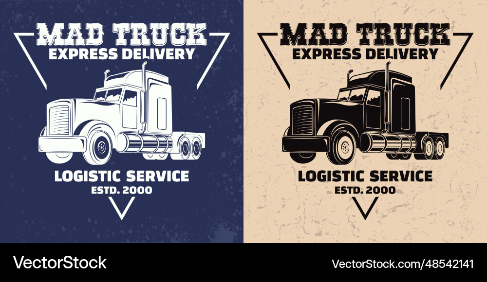 Vintage truck service emblem design Royalty Free Vector
