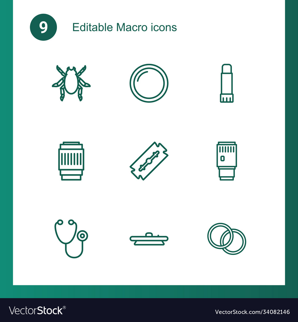 9 macro icons Royalty Free Vector Image - VectorStock