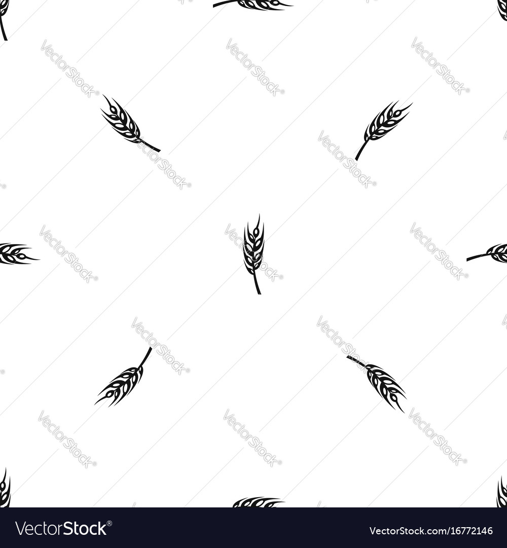 Barley spike pattern seamless black Royalty Free Vector