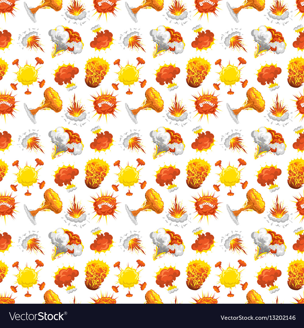 Bomb explosion effect seamless pattern Royalty Free Vector