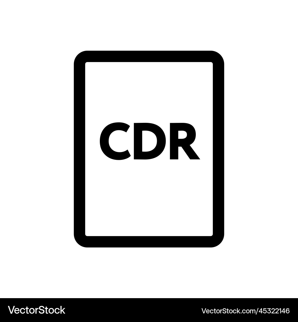 Cdr file icon line isolated on white background Vector Image