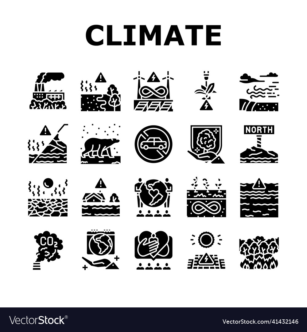 Climate change and eco problem icons set Vector Image