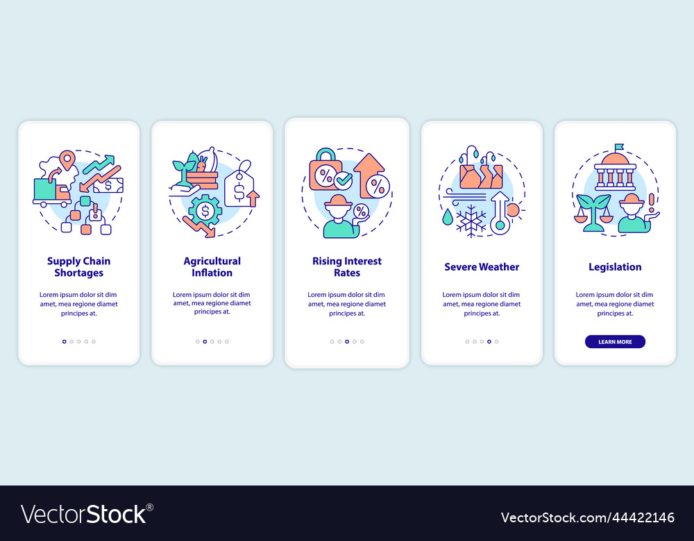 Farming Economics Drawbacks Onboarding Mobile App Vector Image