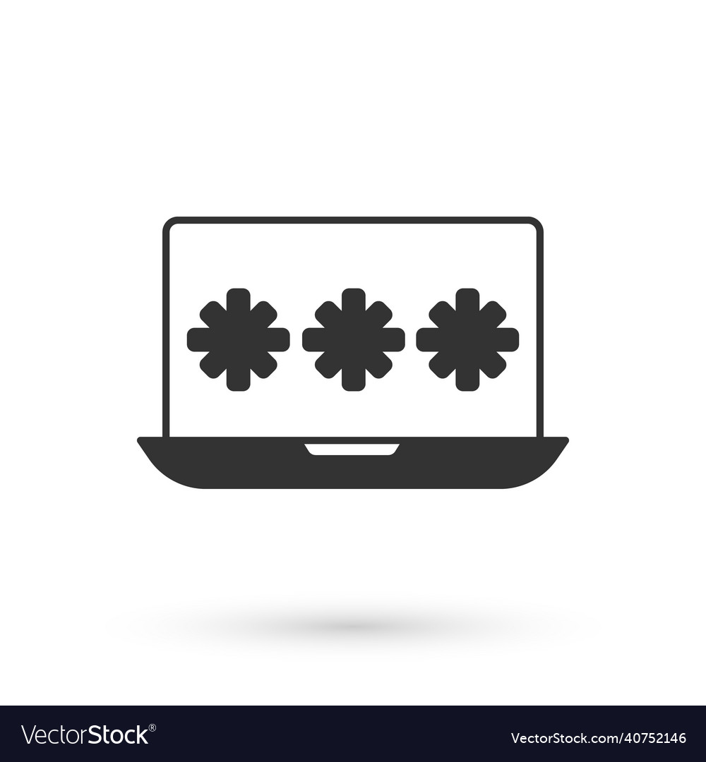 Grey Laptop With Password Notification Icon Vector Image