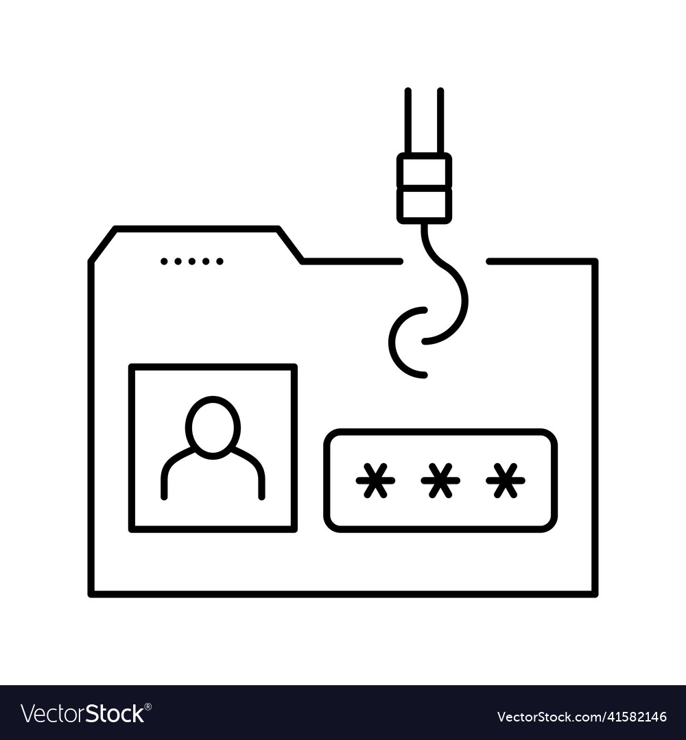 Hacking user folder line icon Royalty Free Vector Image