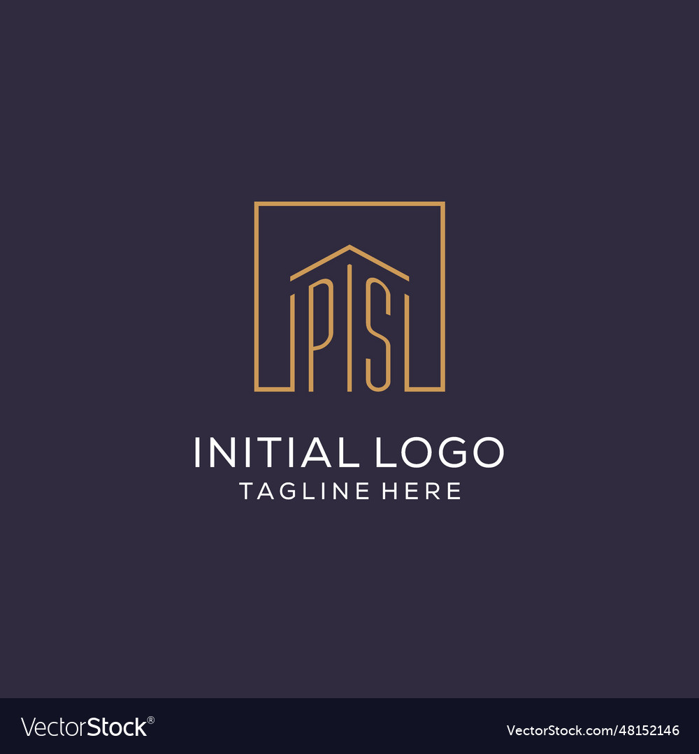 Initial ps logo with square lines luxury Vector Image