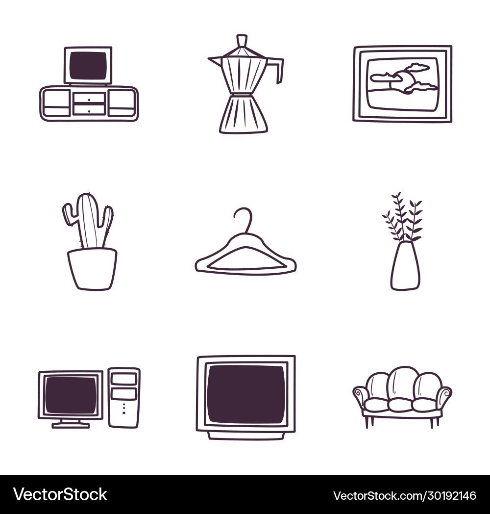 Isolated home line style icon set design Vector Image