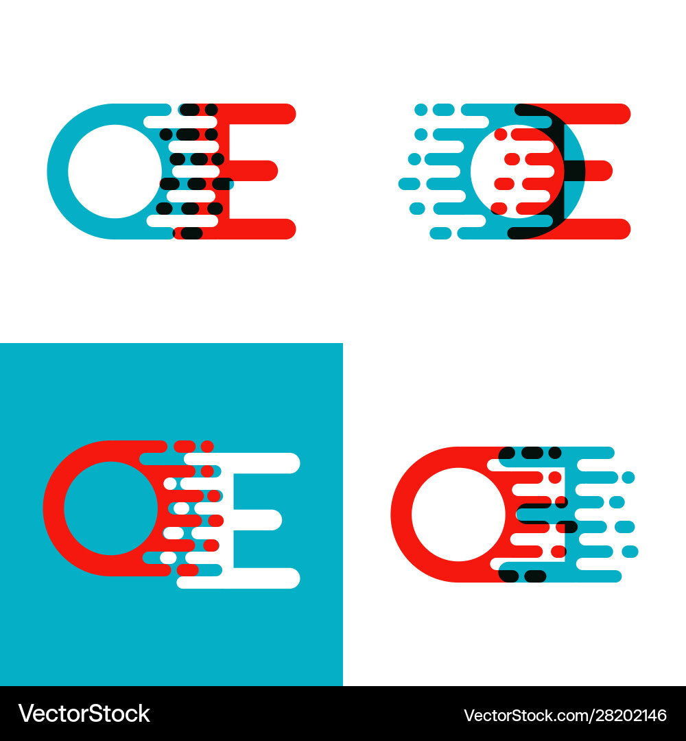 Oe letters logo with accent speed in red and blue Vector Image