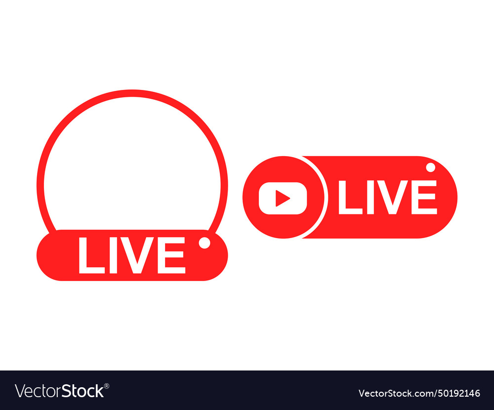 Online live stream broadcast button set Royalty Free Vector