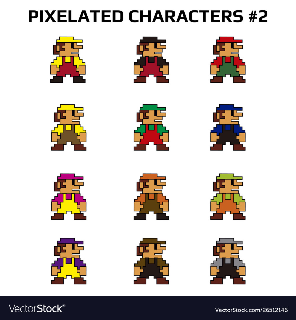 Pixelated characters 2 Royalty Free Vector Image