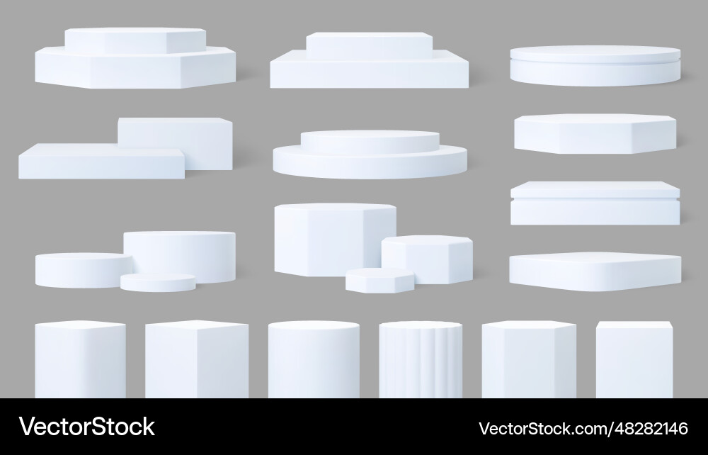 Realistic 3d podium products prize podiums white Vector Image