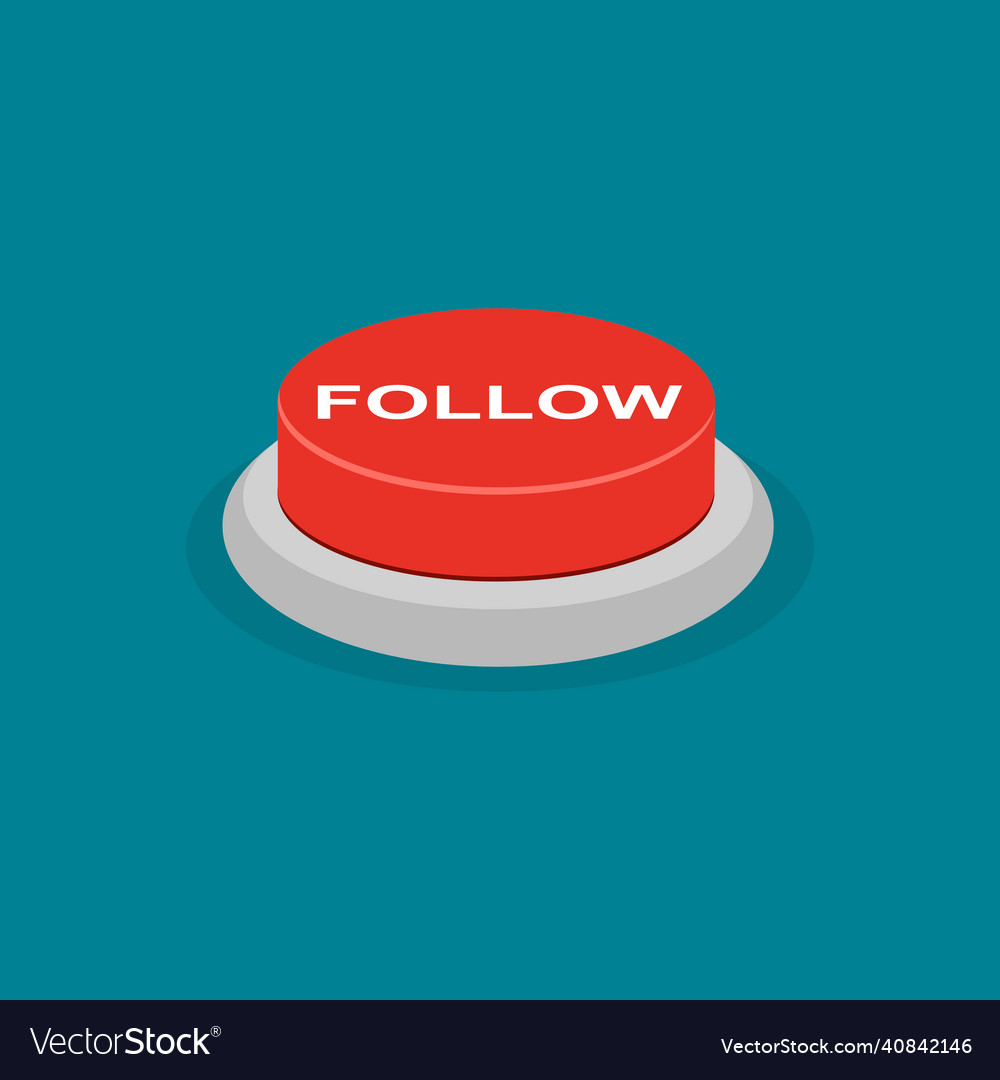 Red follow button tracking concept Royalty Free Vector Image