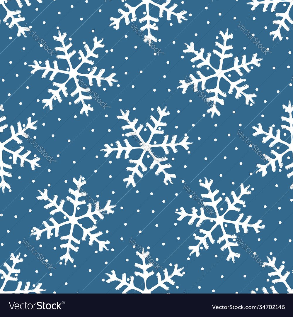 Seamless pattern with round snowflakes painted Vector Image