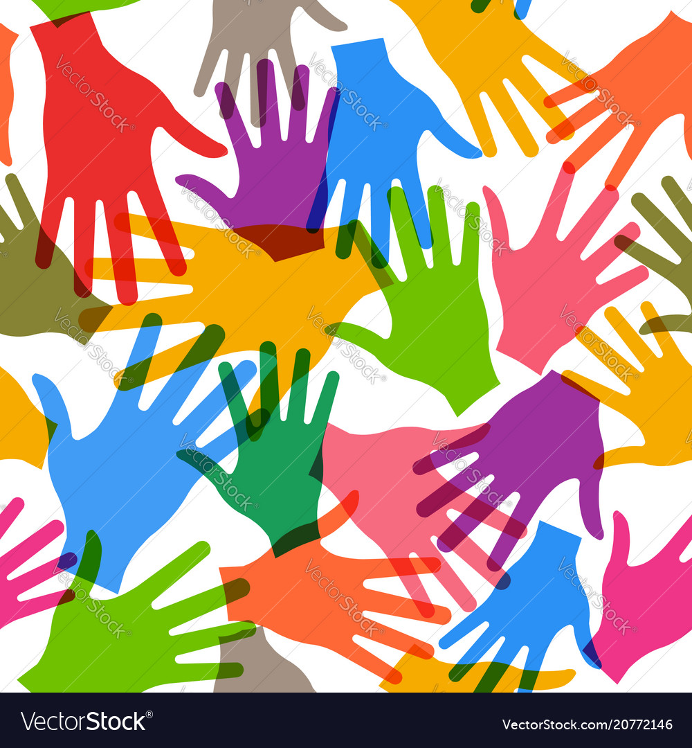 Teamwork hands seamless pattern background Vector Image