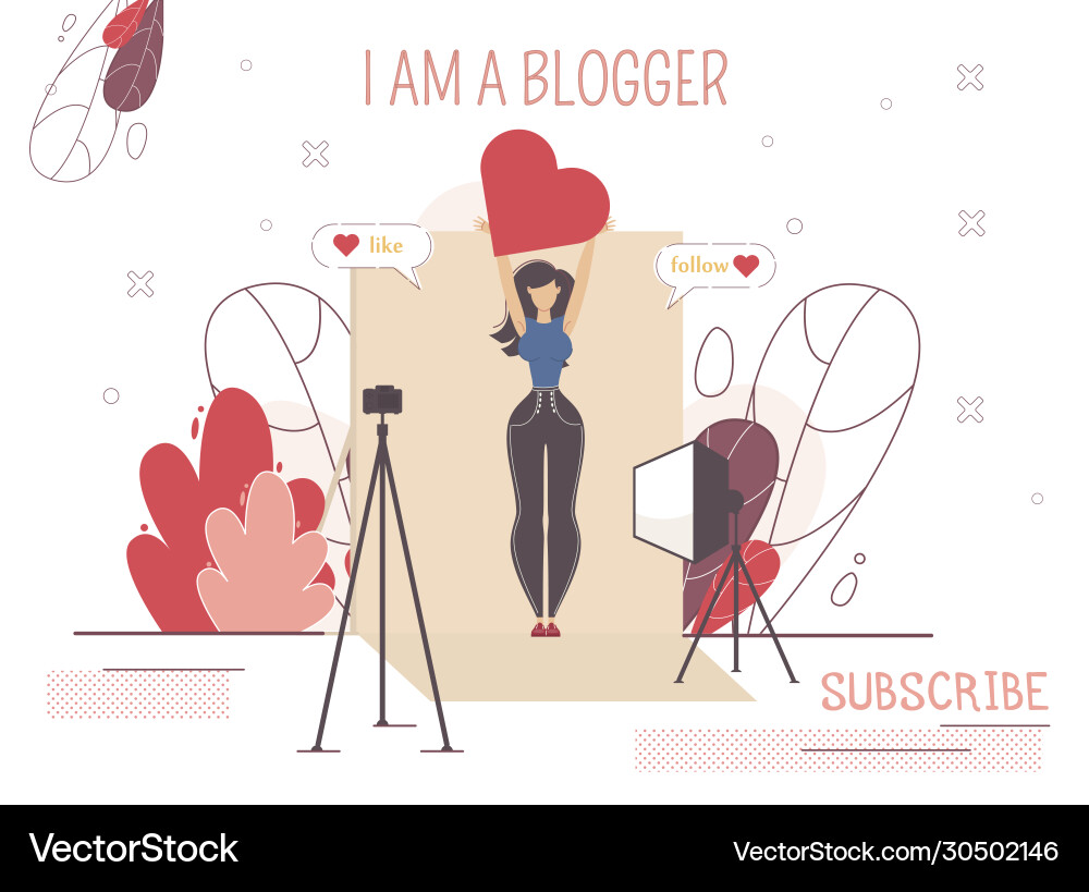 Woman blogger vlogger channel flat concept Vector Image
