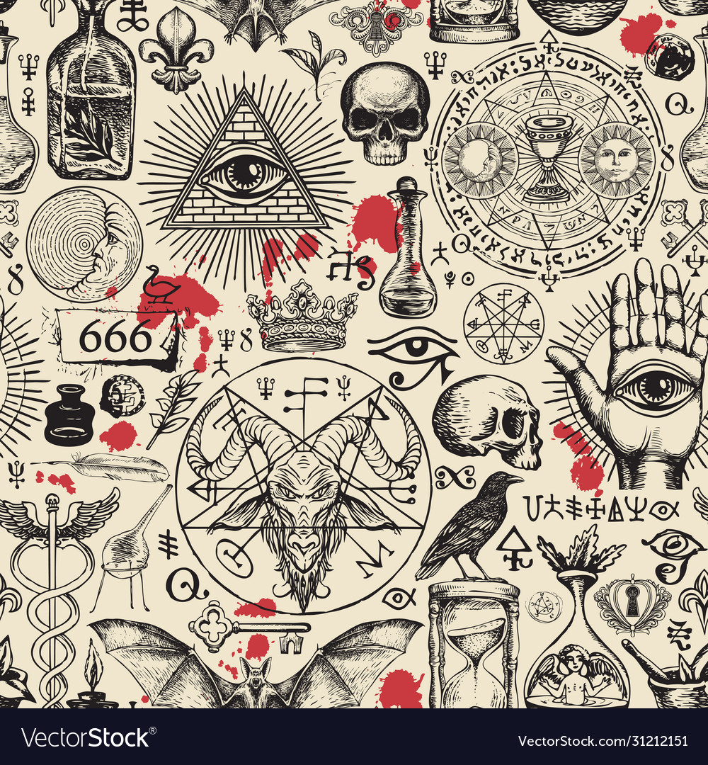 Abstract seamless pattern on occult theme Vector Image
