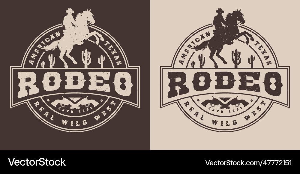American rodeo monochrome vintage sticker Vector Image