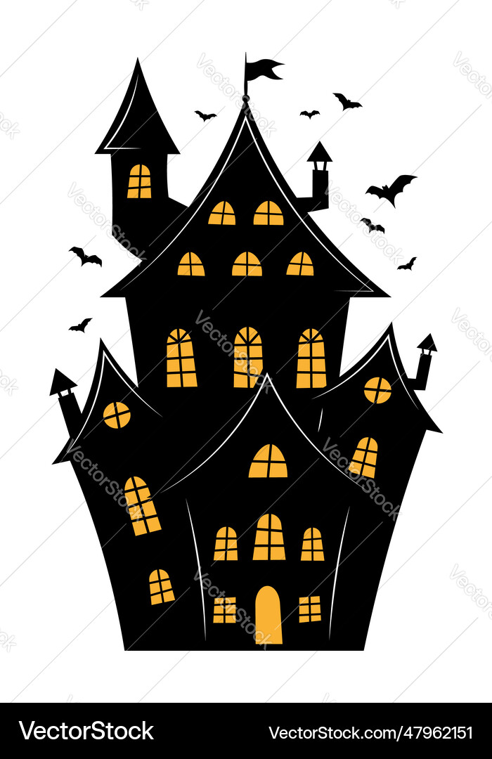 Black haunted house and bats for halloween Vector Image
