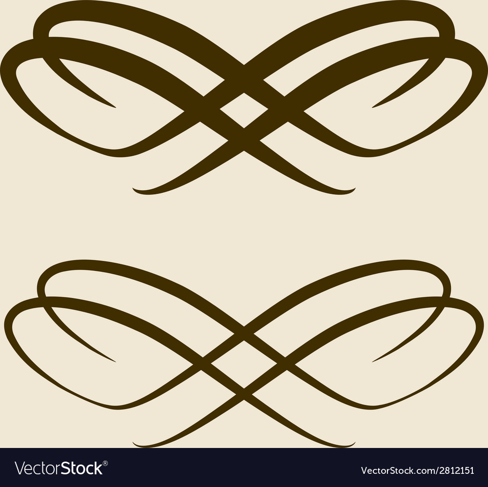 Calligraphic bow design element Royalty Free Vector Image