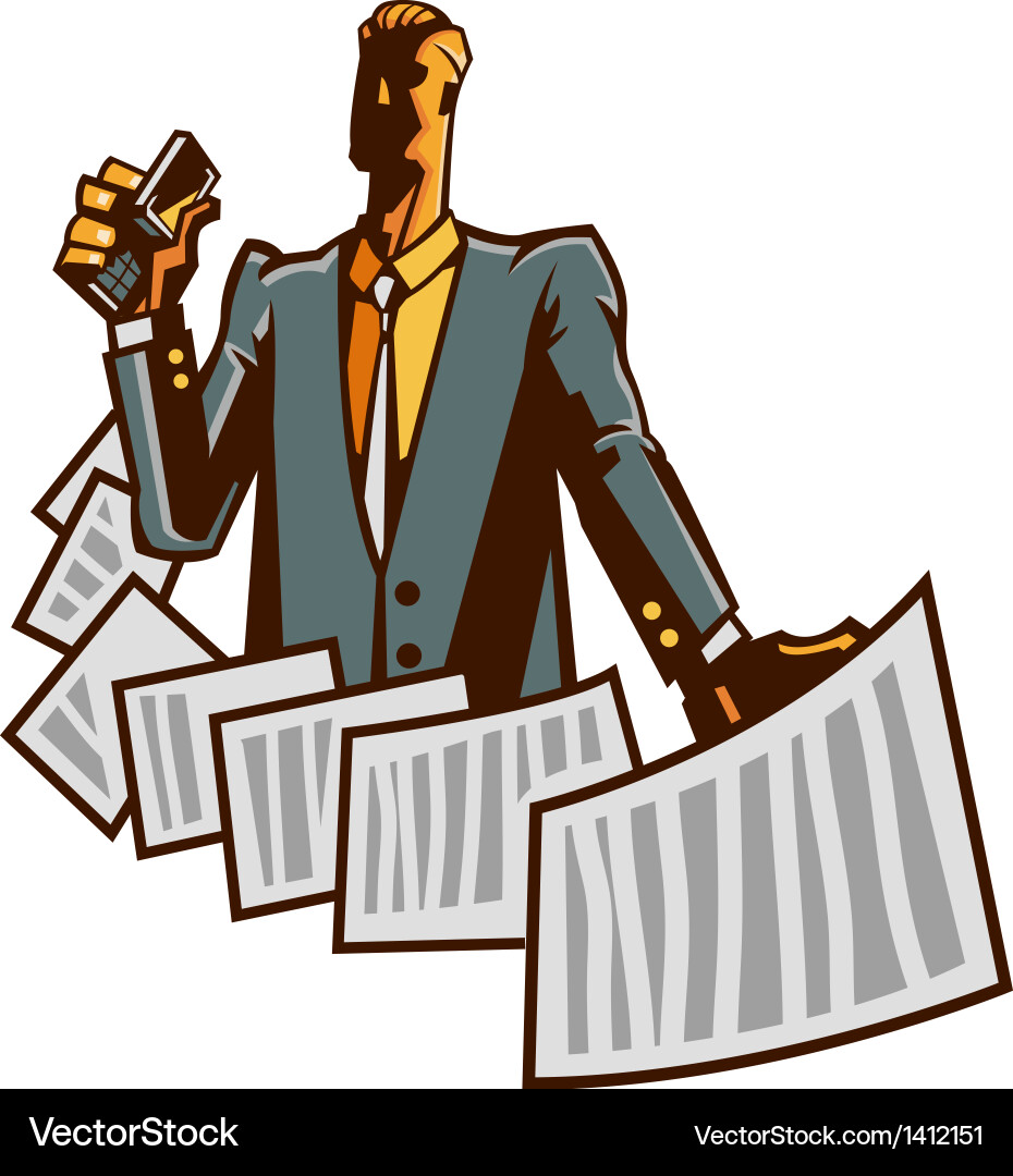 Close-up of man holding paper Royalty Free Vector Image