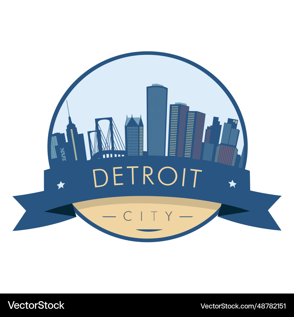 Detroit skyline badge Royalty Free Vector Image