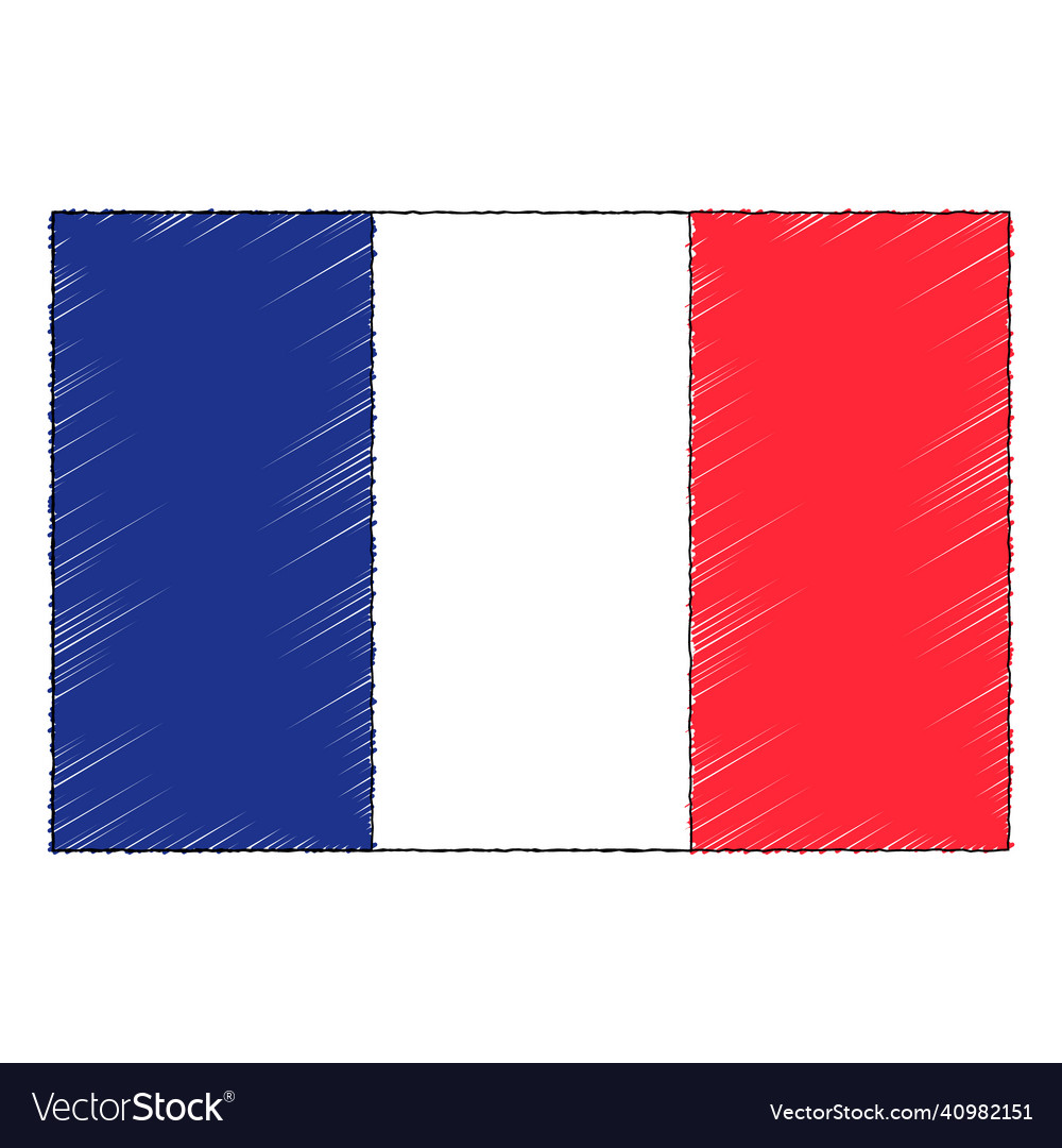 Hand drawn sketch flag of france doodle style icon