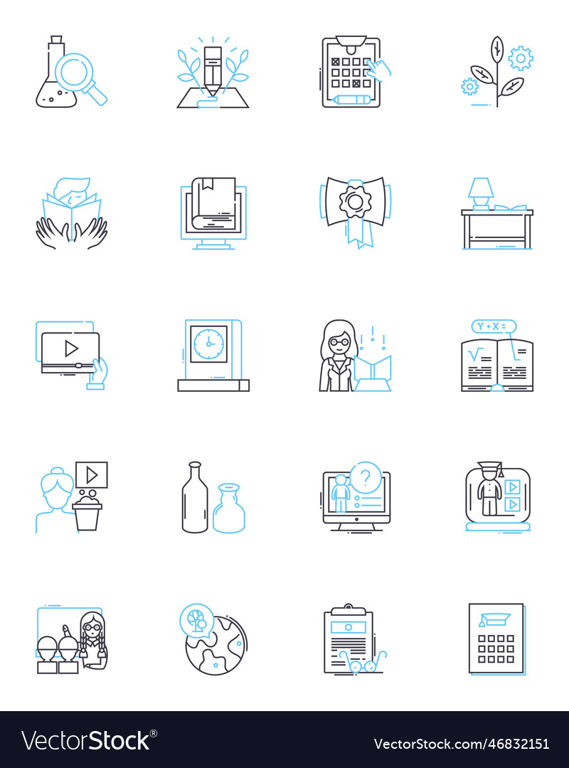Homework linear icons set assignments studying Vector Image