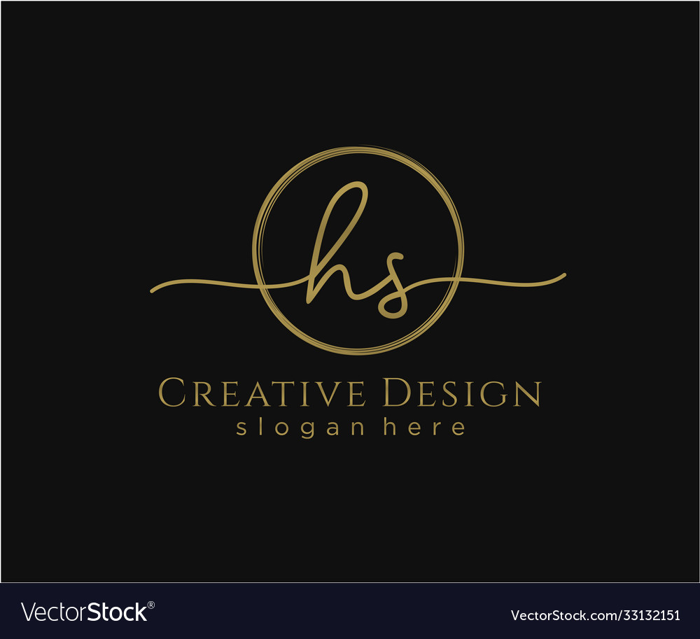 Initial hs handwriting logo with circle template Vector Image