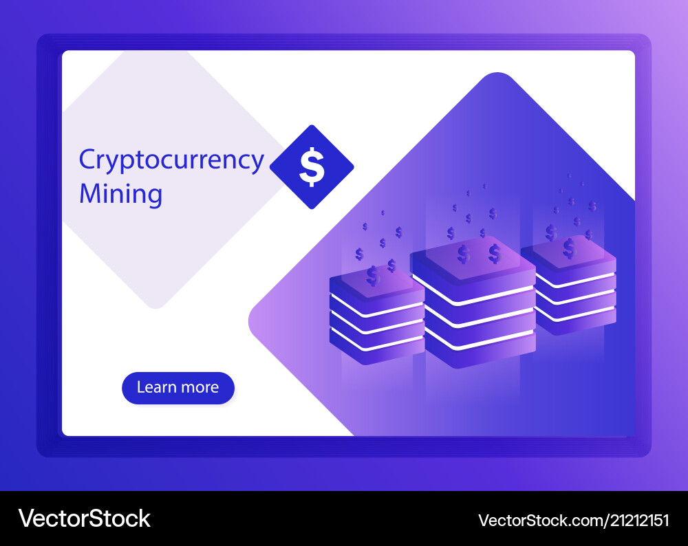 Isometric crypto mining cryptocurrency mining Vector Image