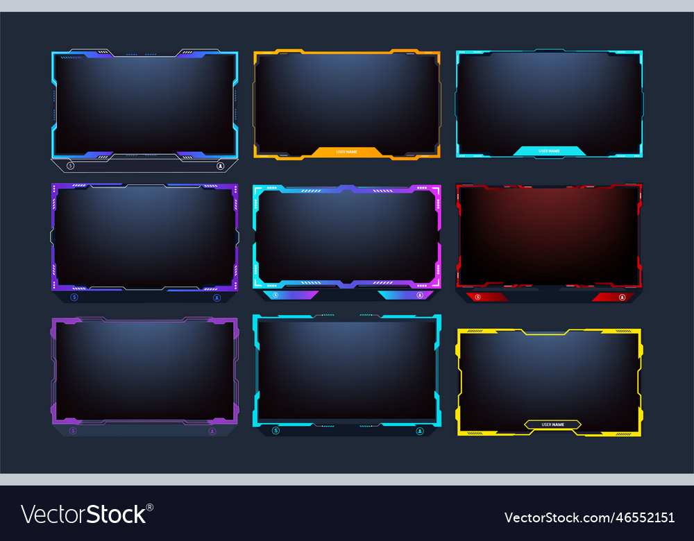 Live broadcasting screen panel set with abstract Vector Image