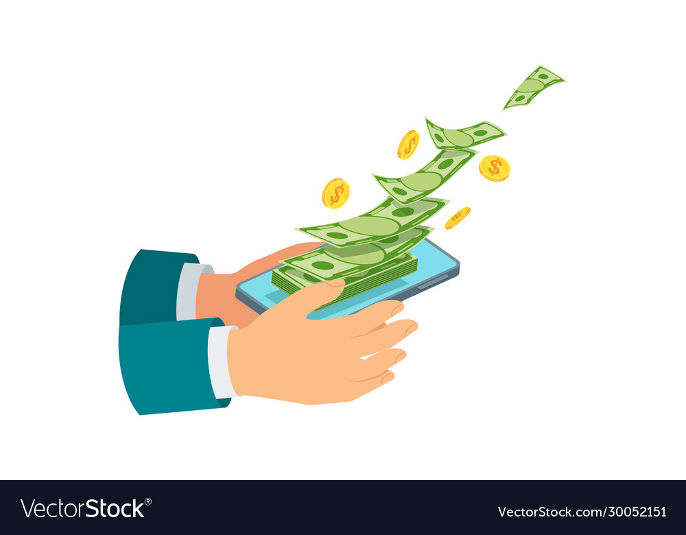 Money transfer using mobile device computer Vector Image